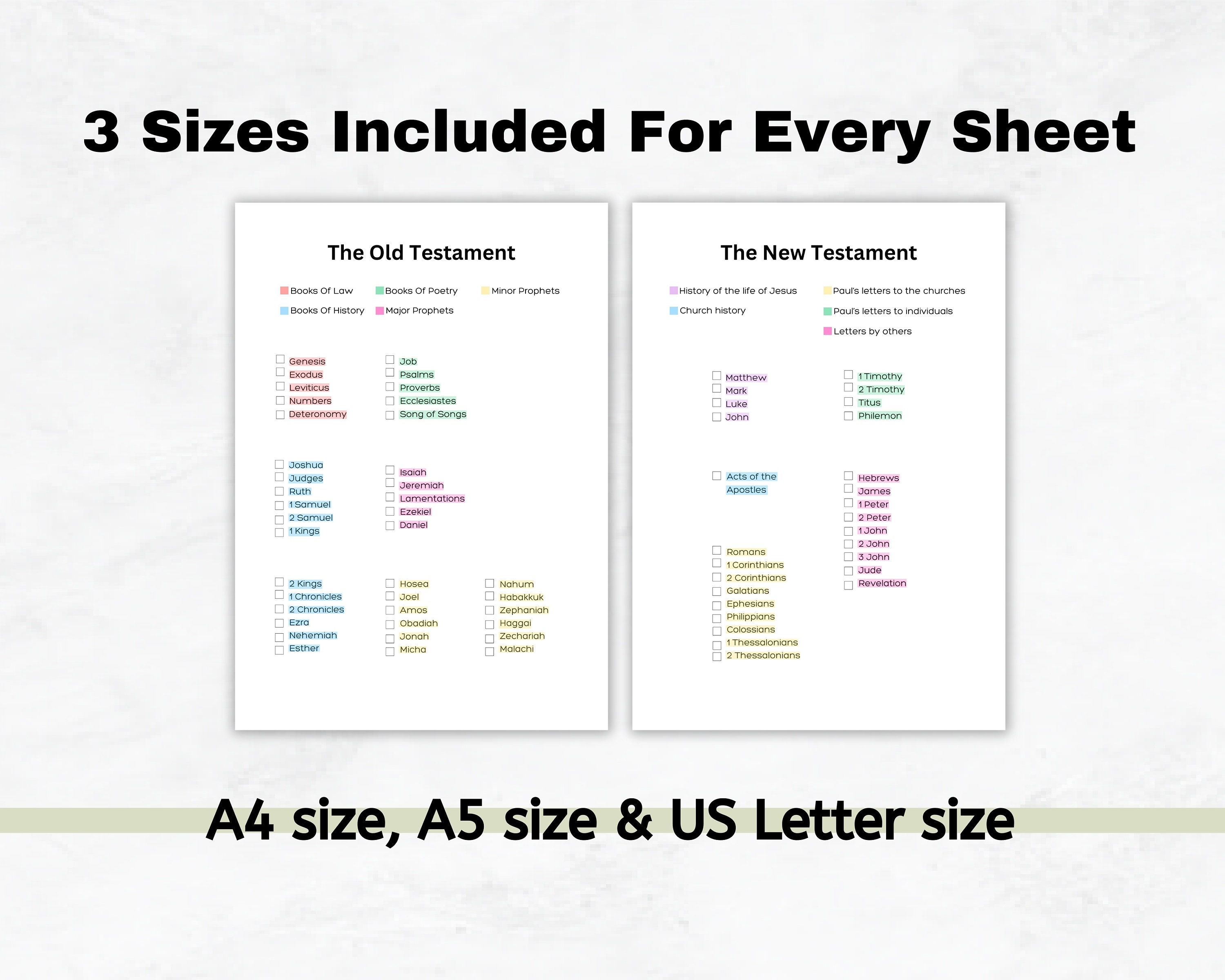 Bible Reading Checklist Tracker Printable, Color Coded Checklist ...