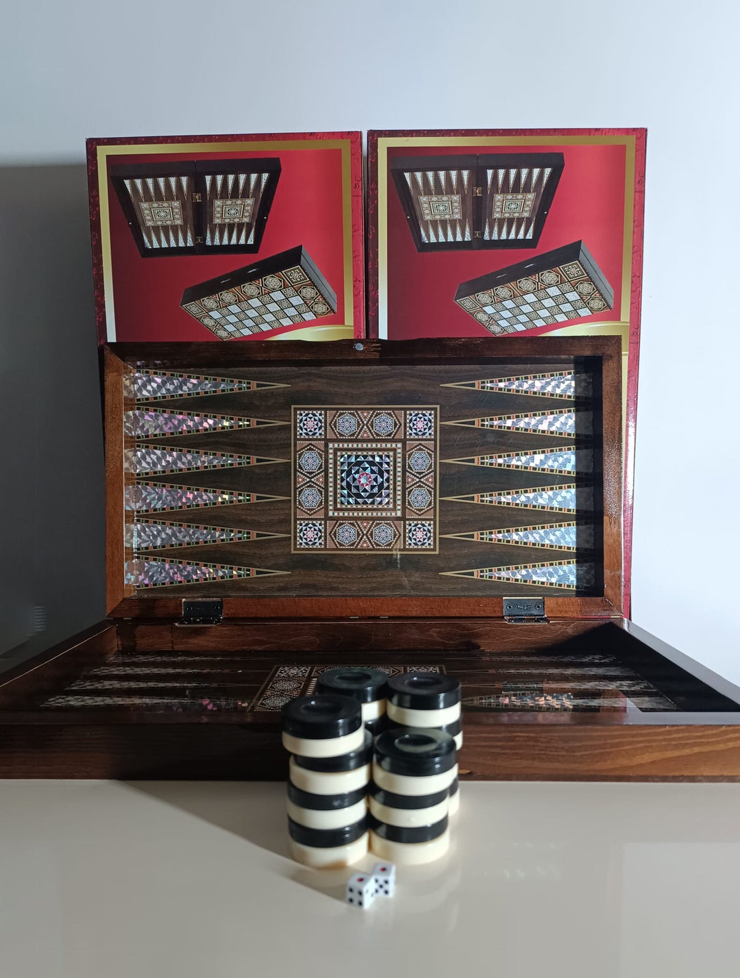 Wooden Mother-of-pearl Set, Backgammon Set, Wooden Backgammon Set, Hand ...
