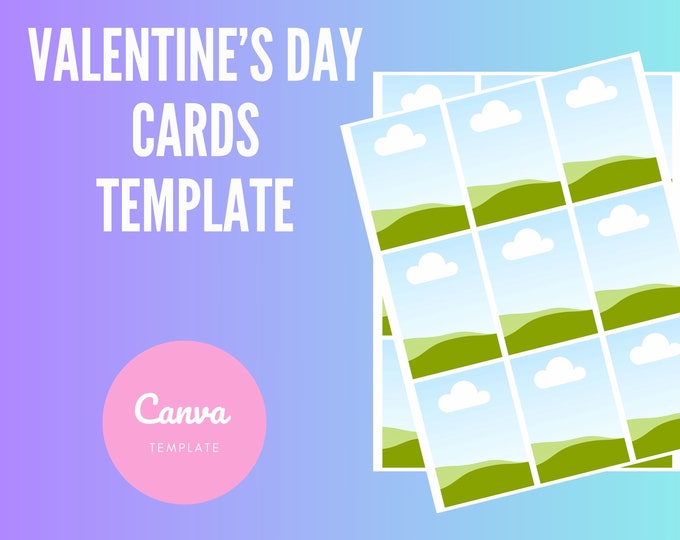 Valentine’s Day Cards Template/ Kid Valentine Cards/ Canva Template ...