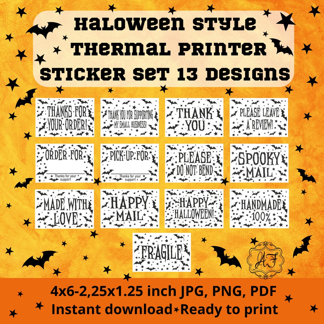 Thermal Label Designs Halloween Style Printer Stickers, Shipping ...