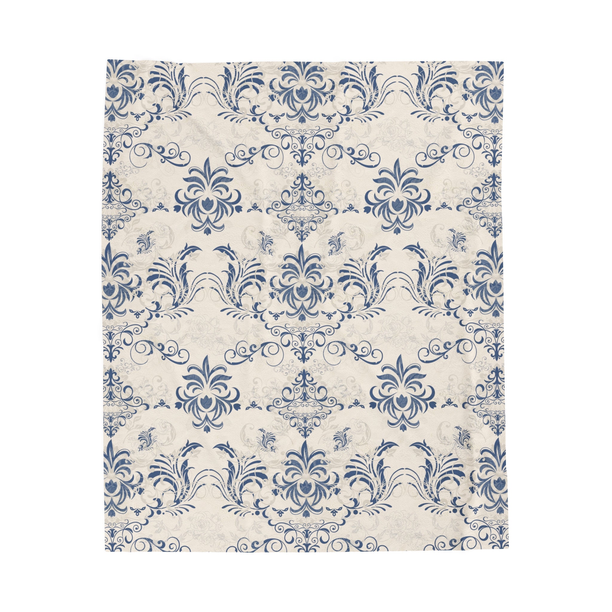 Classic French Country Blue Floral Plush Blanket. French Inspired Throw ...