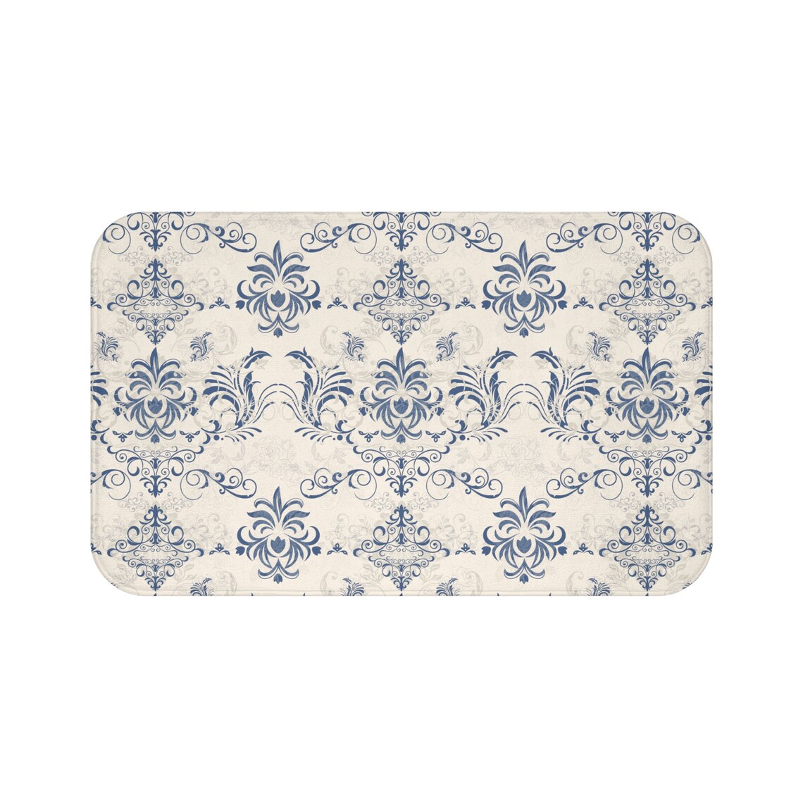 Blue Floral French Country Design Bath Mat, French Bathroom Decor ...