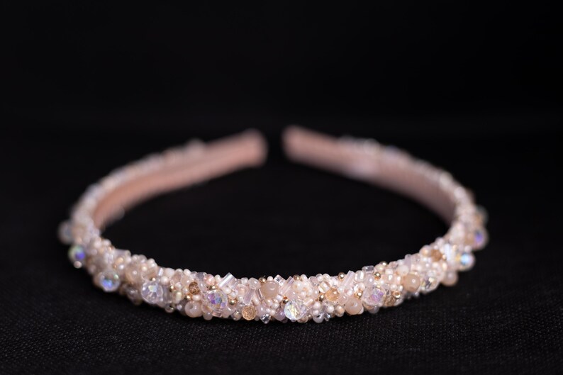 Cream Luxury Bridal Crown. Wedding Tiara Made of Crystal Beads. Luxury ...