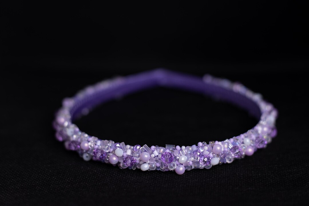 Lavender Embroidered Tiara. Lilac Hair Accessories for Girls. Summer ...