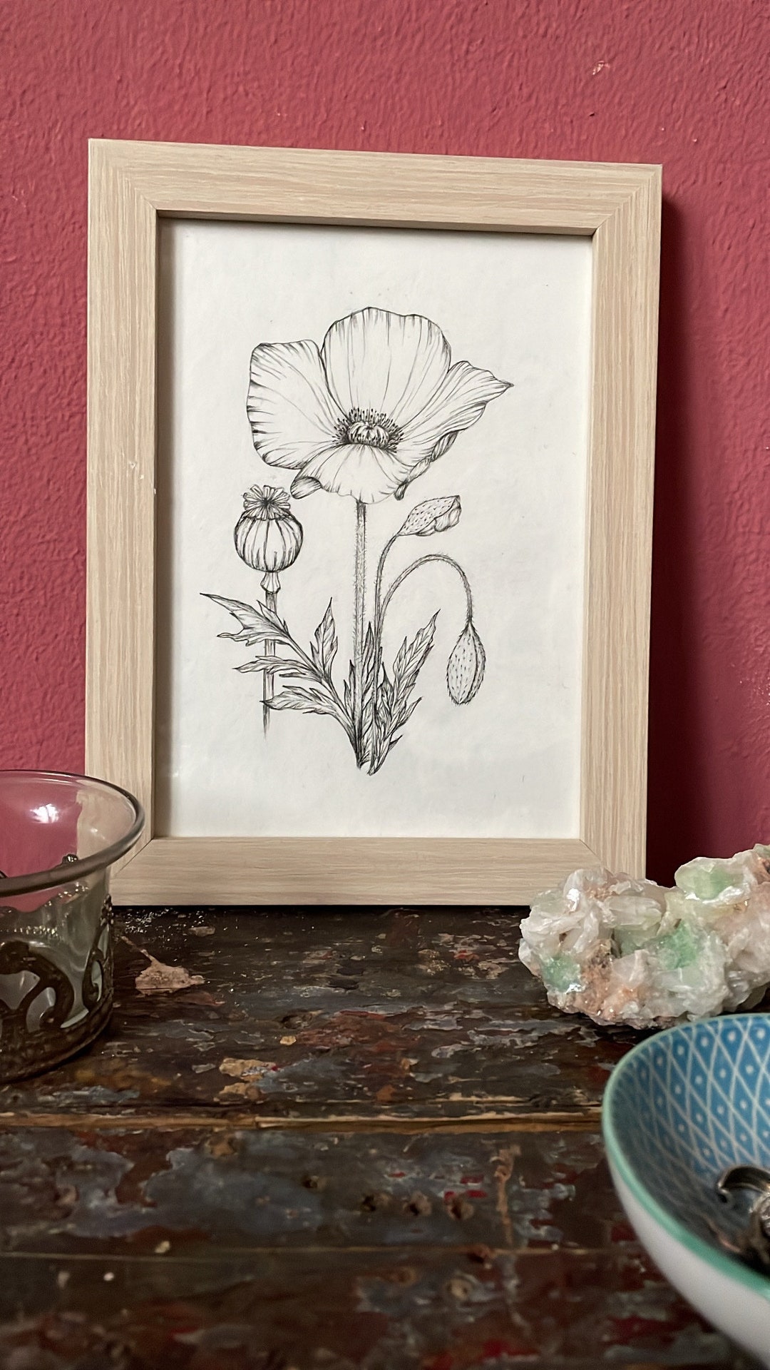 Original Poppy Pen Drawing - Etsy