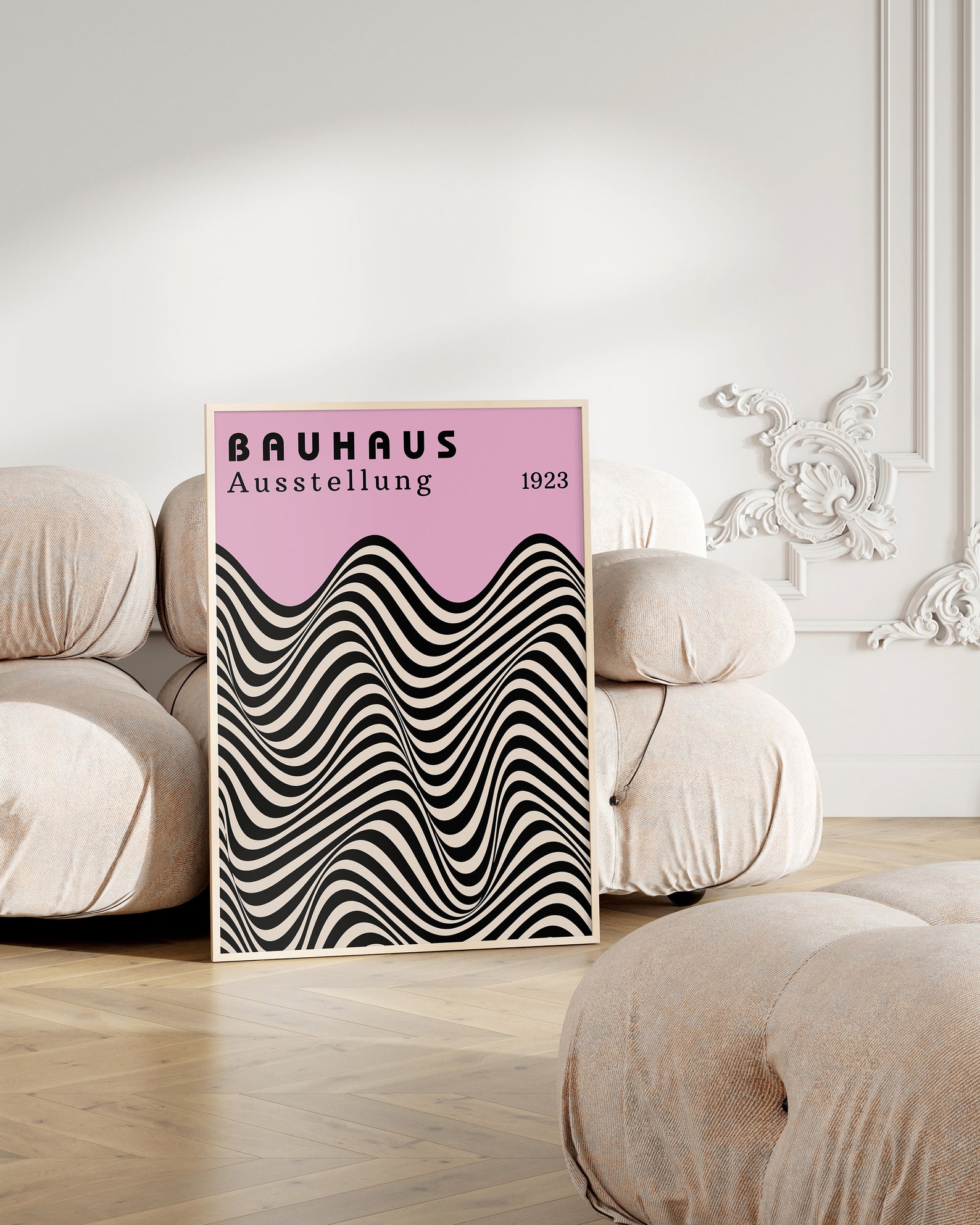 Set of 3 Bauhaus Pink Print, Tryptic Wall Art, Famous Art Prints Set ...
