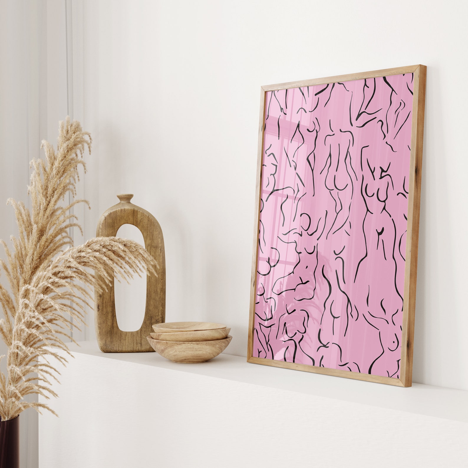 Set of 3 Bauhaus Pink Print, Tryptic Wall Art, Famous Art Prints Set ...