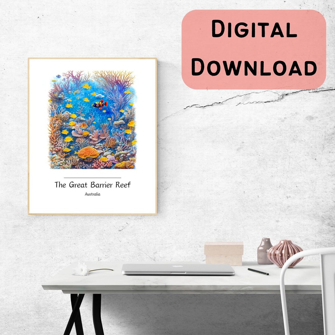 Great Barrier Reef Poster Printable digital Download, Aesthetic Wall ...