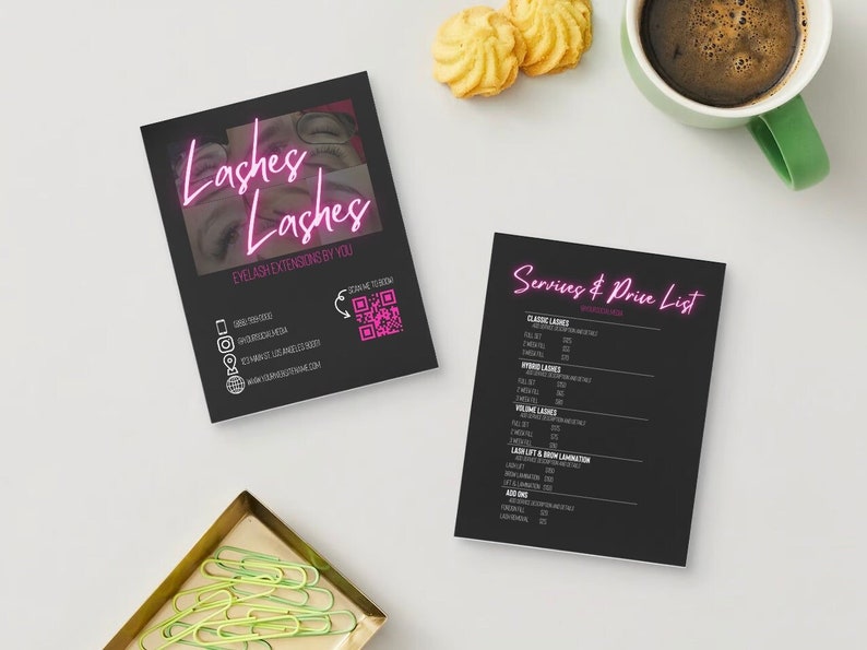 Service & Price Menu | Editable Service Menu, Lash Extensions, Brows ...