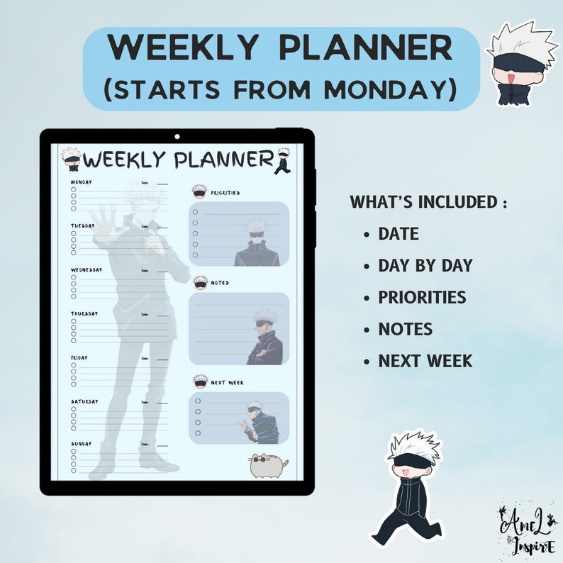 Digital Printable Planner Gojo Planner Digital Anime - Etsy