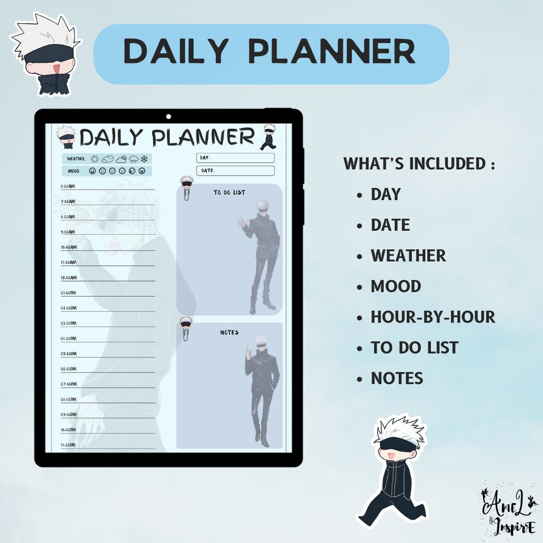 Digital Printable Planner, Gojo Planner, Digital Anime Planner, Daily ...