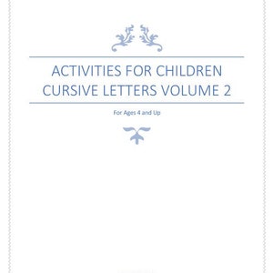 Activities for Children Volume 2 - Practice Cursive Writing - Etsy
