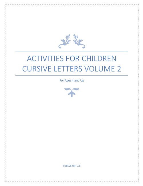 Activities for Children Volume 2 - Practice Cursive Writing - Etsy