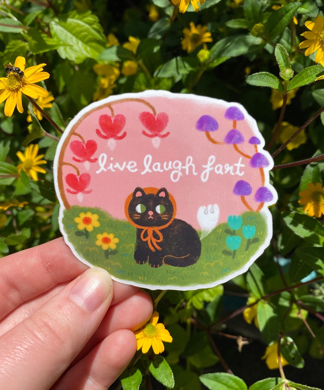 Live, Laugh, Fart Sticker | Cat Sticker | Water Proof Sticker | Vinyl ...