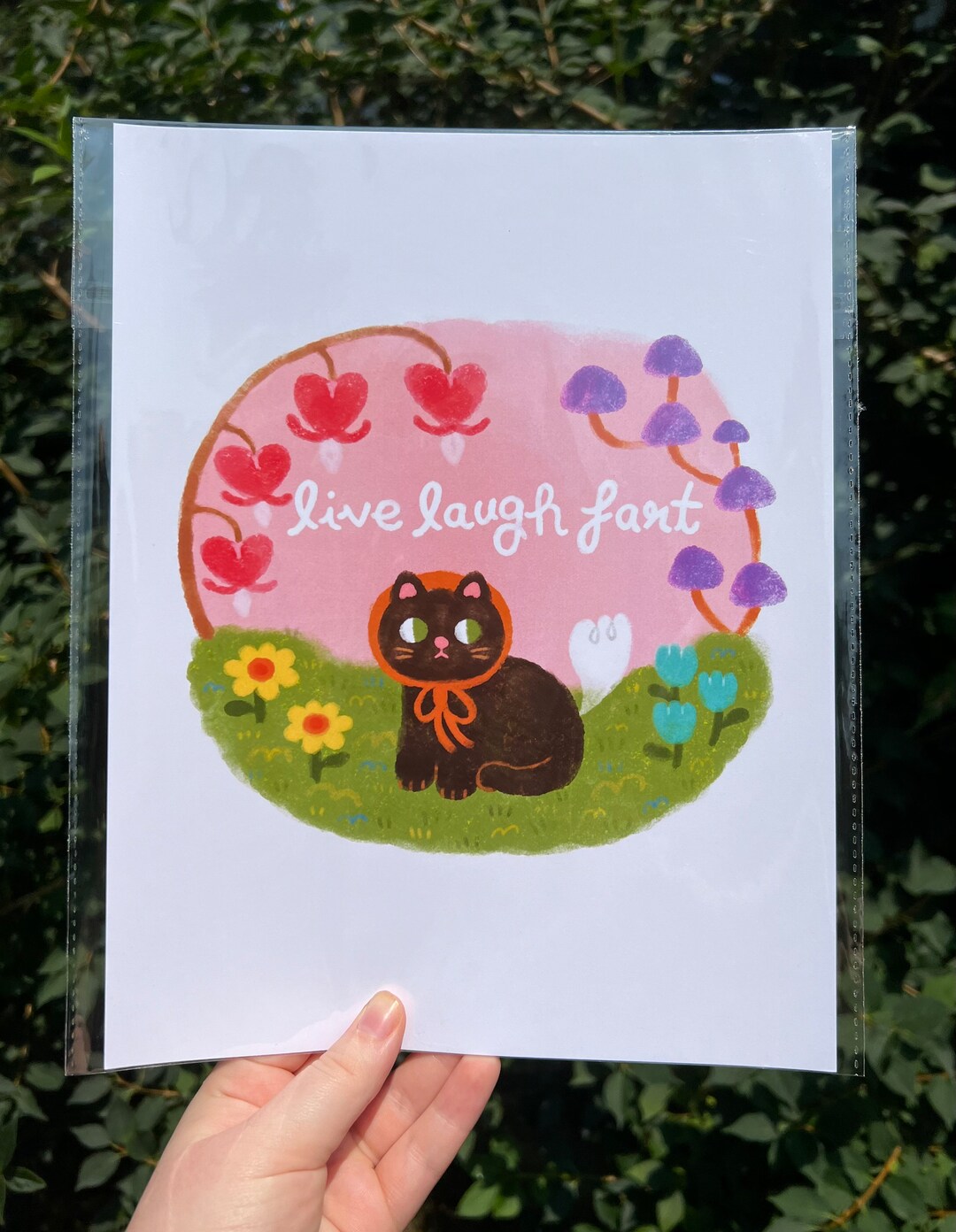 Live, Laugh, Fart Print | 8.5" X 11" | Black Cat | Wall Art | Funny Art ...
