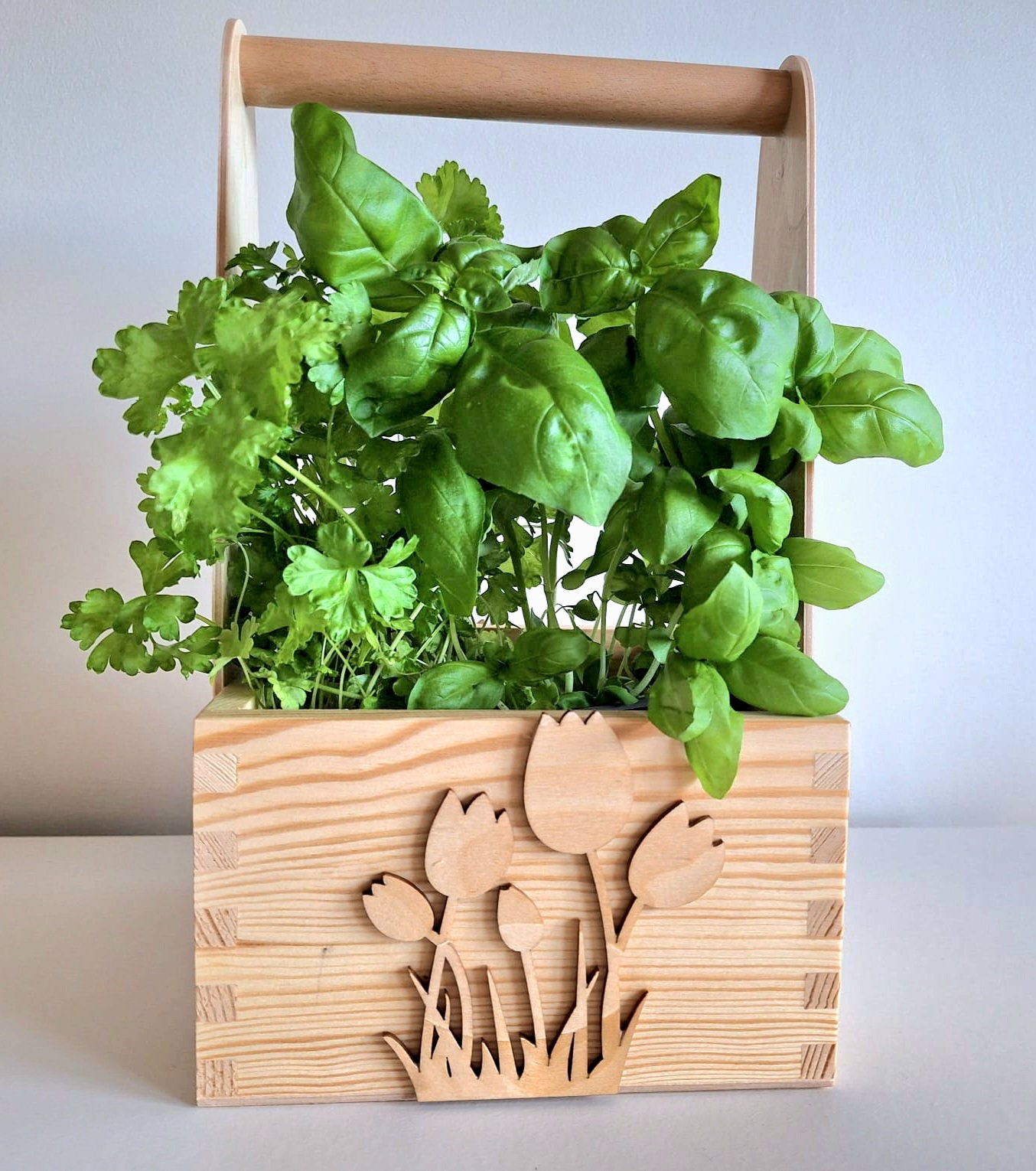 Wooden Trug Basket Planter Hamper Gardening Flowers Foraging Fruit ...