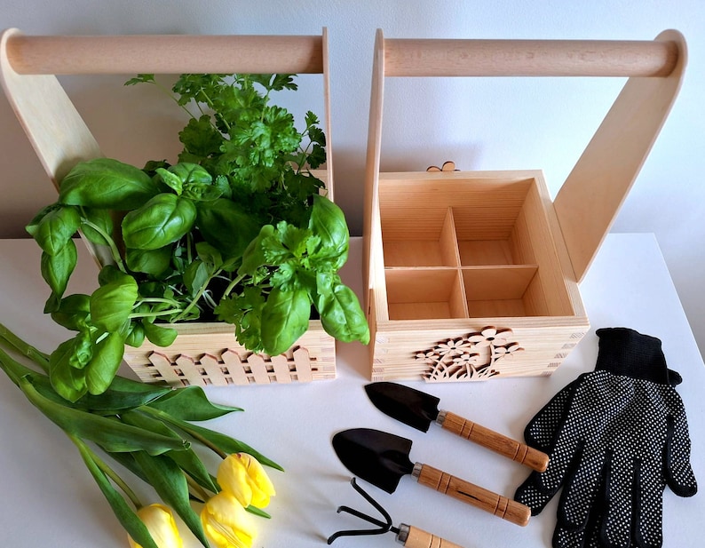 Wooden Trug Basket Planter Hamper Gardening Flowers Foraging Fruit ...