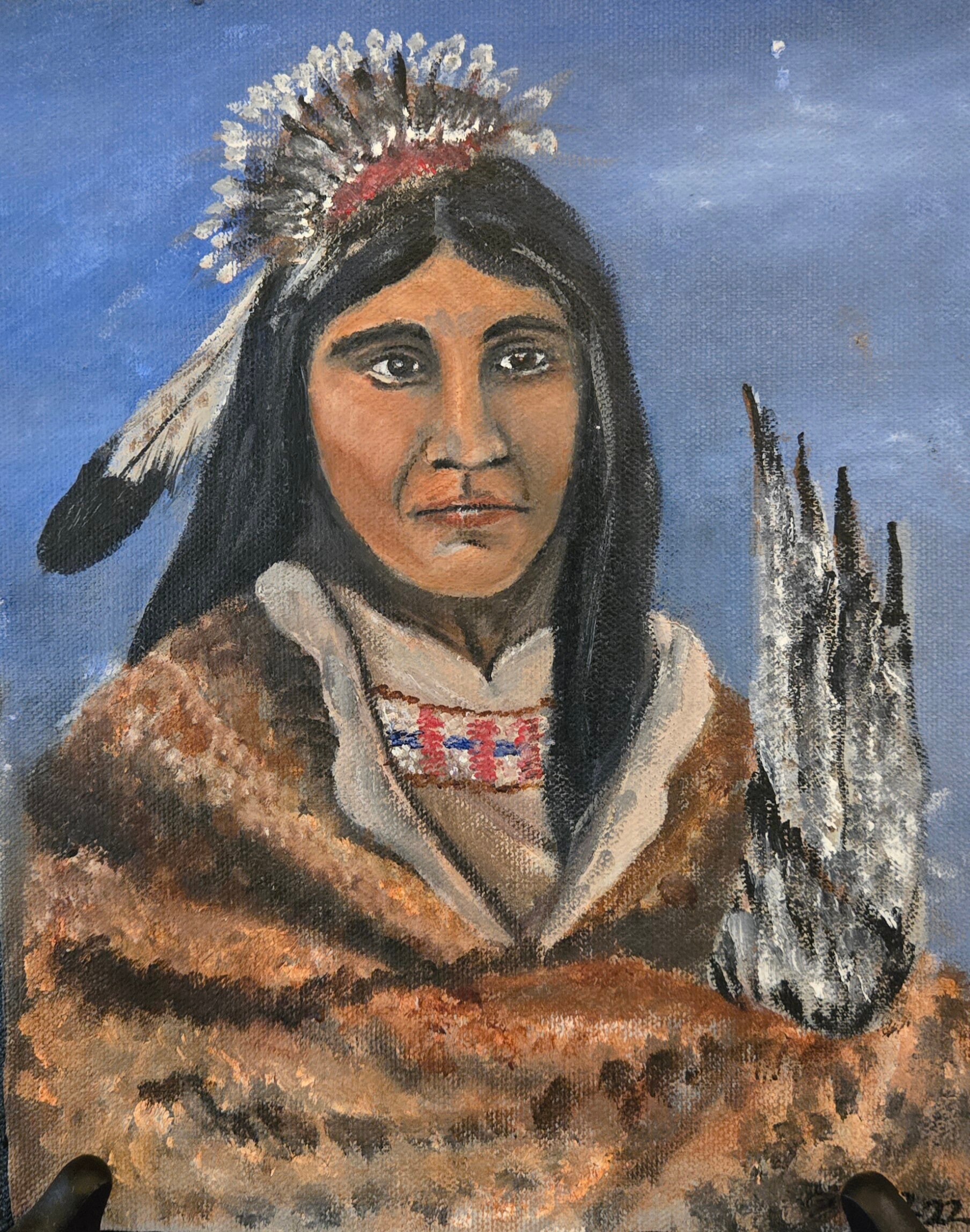 Original Native American Oil Painting on Canvas Studio Signed AR 22 8 X ...