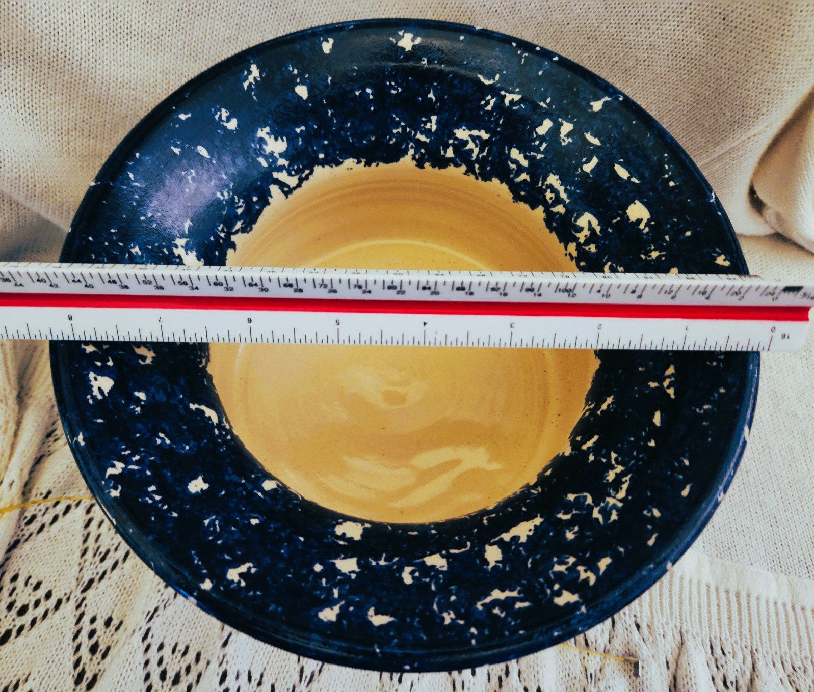 Studio Marshall Pottery Blue Spongeware Bowl, Bill Cole Stamped Bowl ...