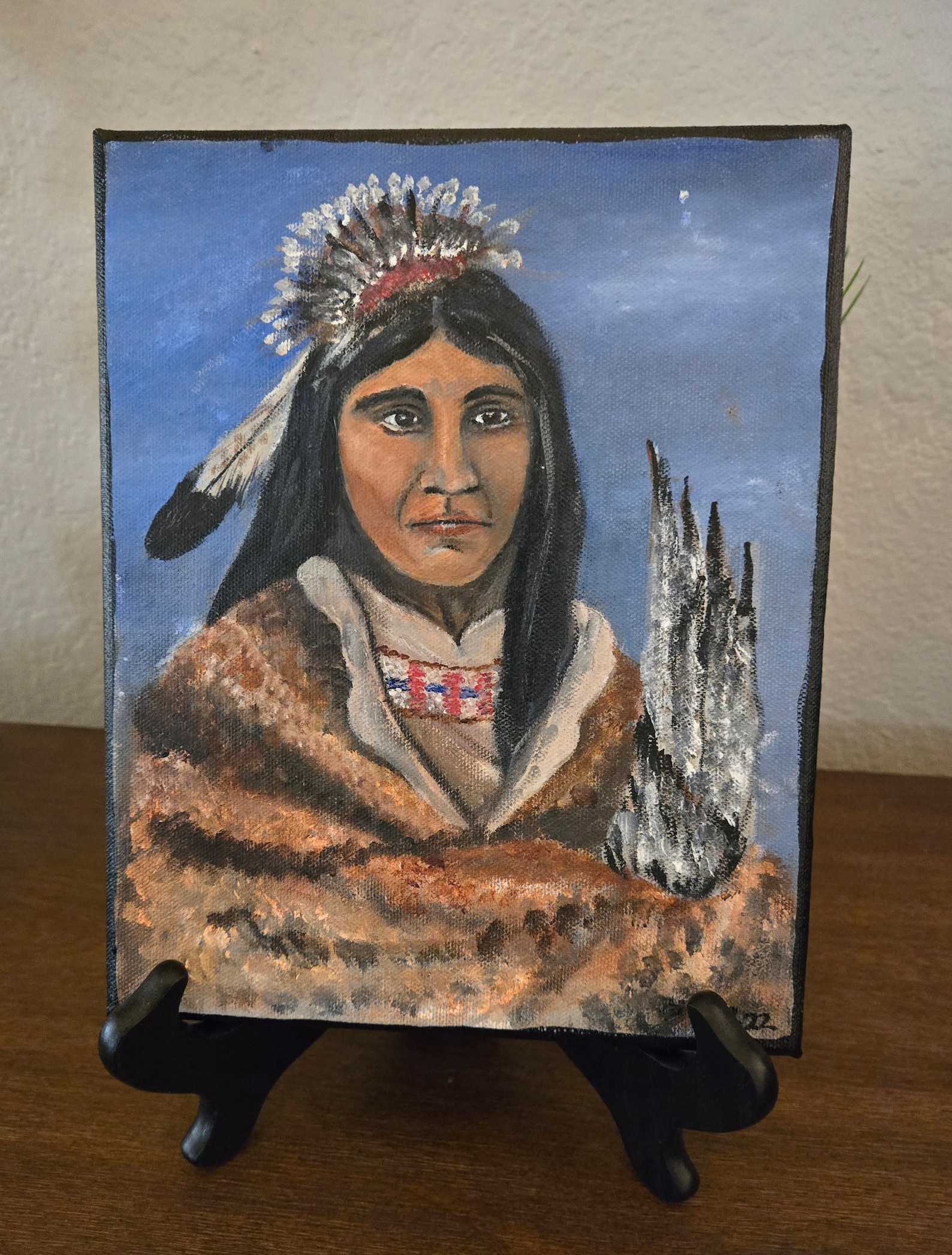 Original Native American Oil Painting on Canvas Studio Signed AR 22 8 X ...