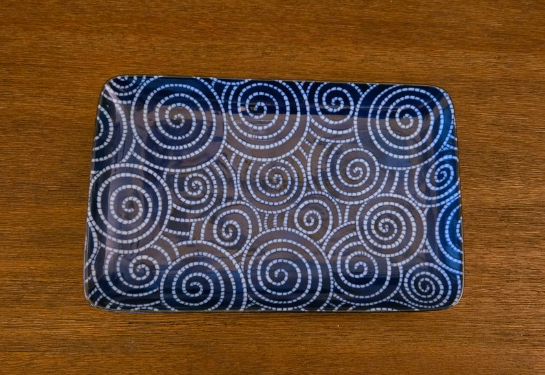 Hand Painted Japanese Rectangular Tray Dish | Blue and White | Jewelry ...