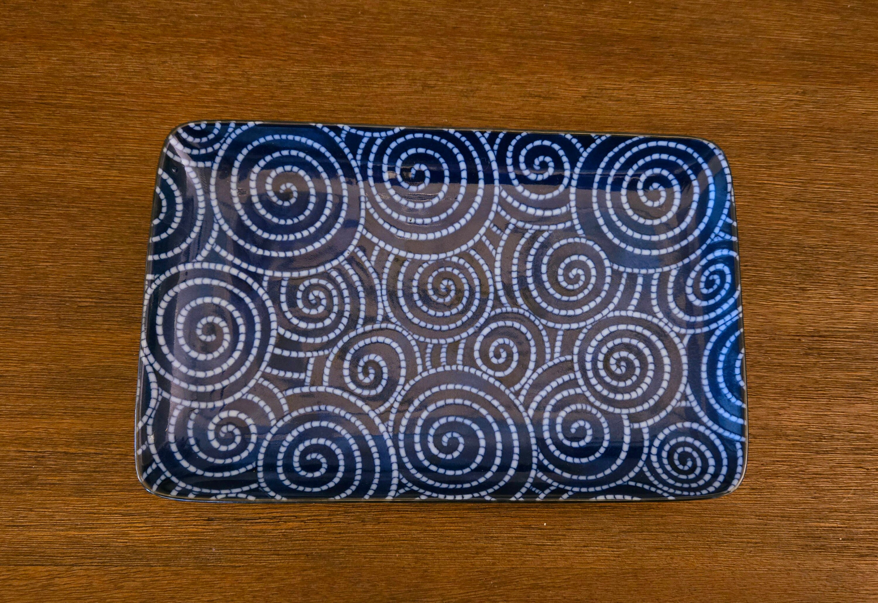 Hand Painted Japanese Rectangular Tray Dish Blue and White Jewelry Dish ...