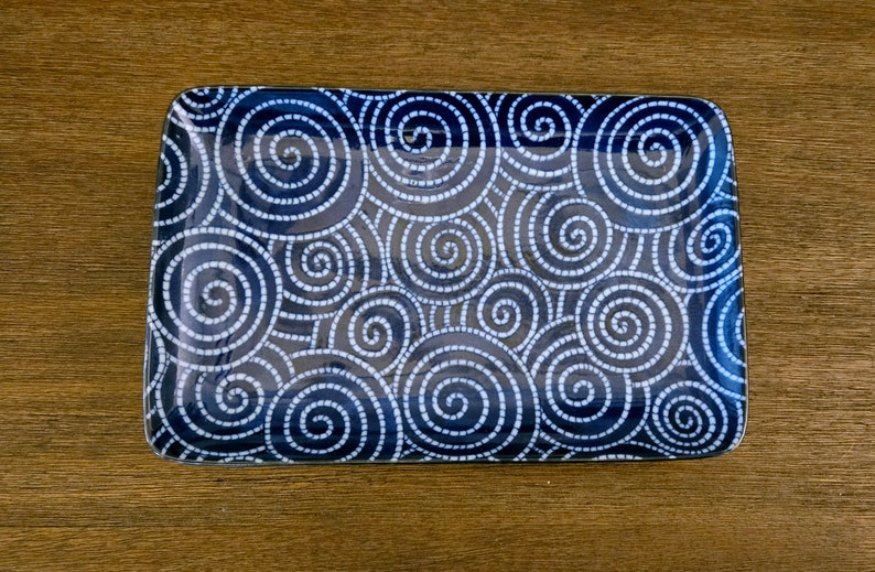 Hand Painted Japanese Rectangular Tray Dish | Blue and White | Jewelry ...