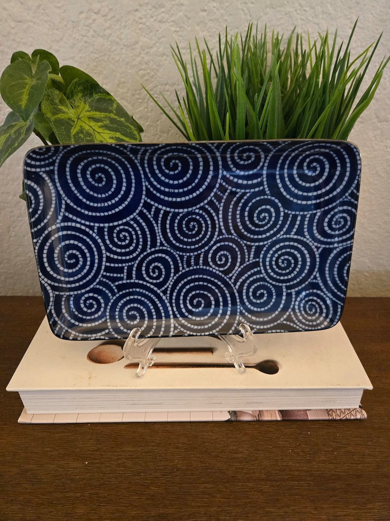 Hand Painted Japanese Rectangular Tray Dish | Blue and White | Jewelry ...