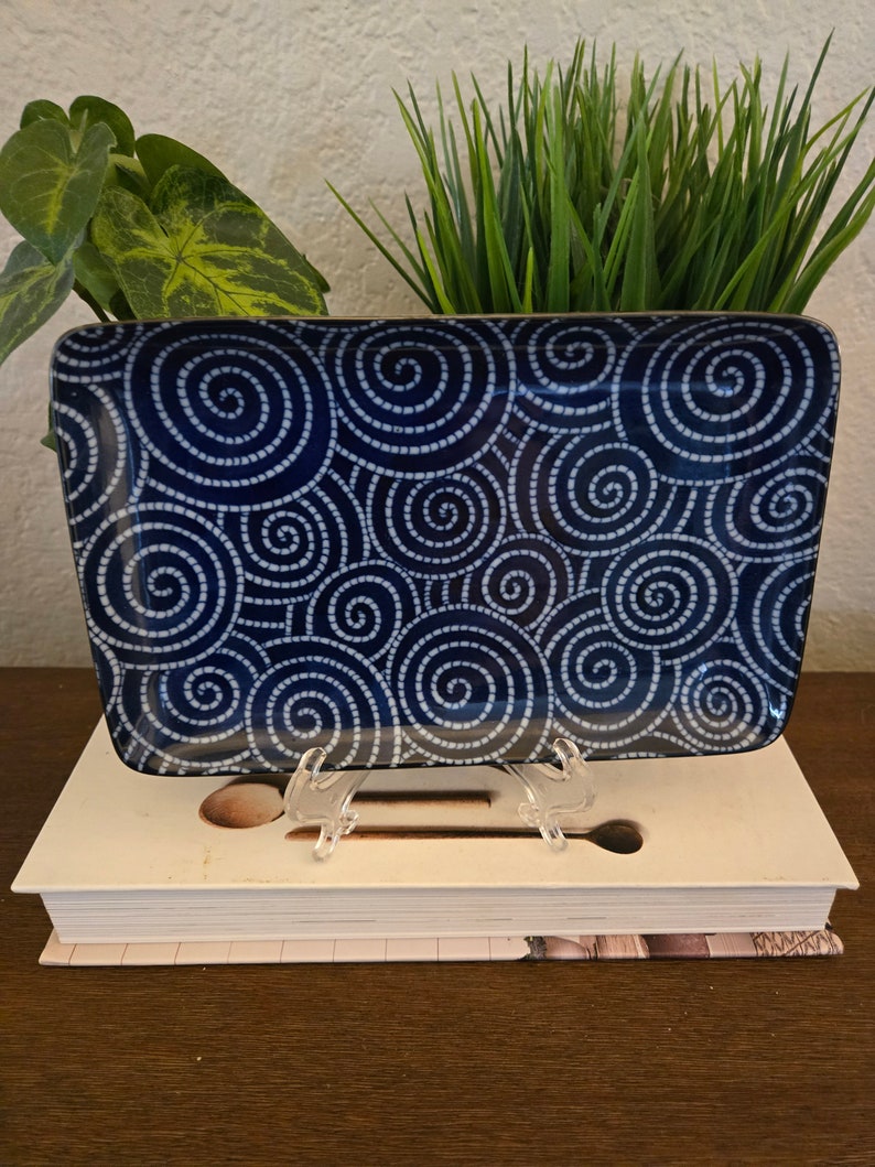 Hand Painted Japanese Rectangular Tray Dish | Blue and White | Jewelry ...