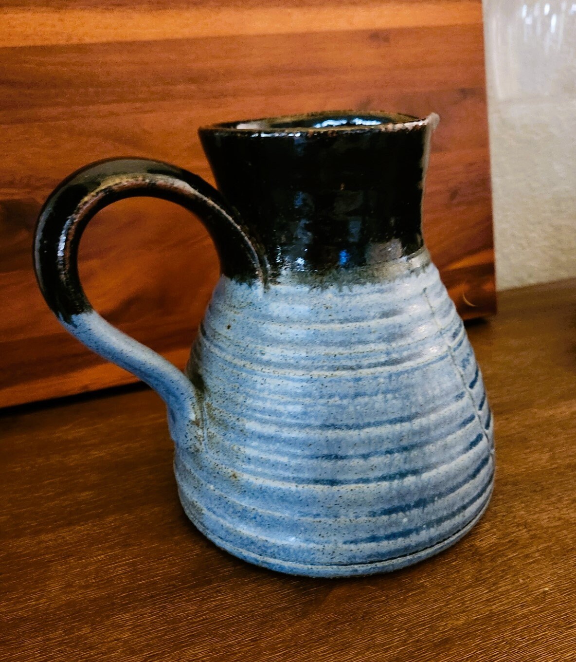 Studio Hand-thrown Pottery Blue and Espresso Pitcher Beautifully Glazed ...