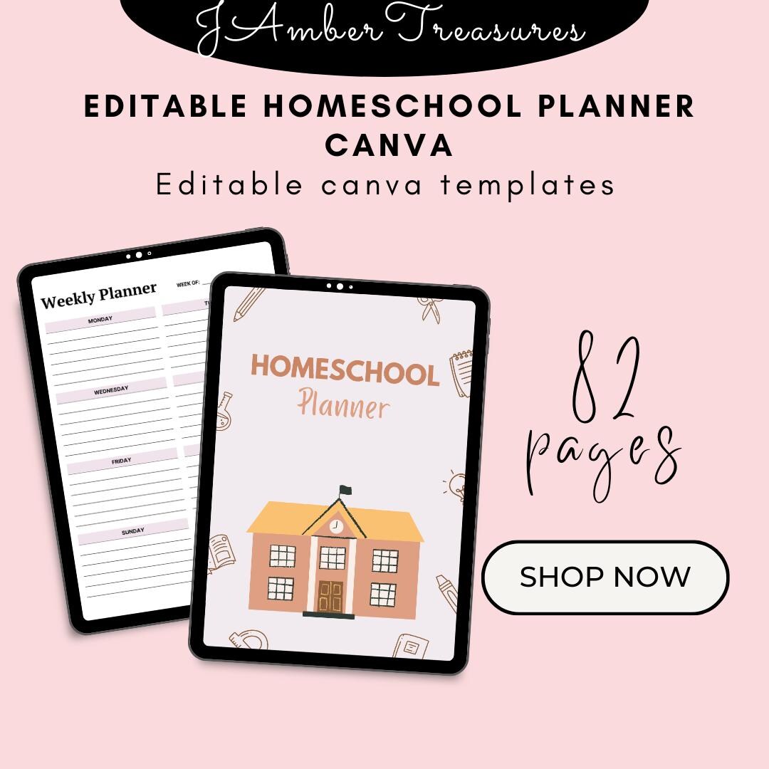 Homeschool Planner Canva Template | Weekly & Monthly Homeschool ...