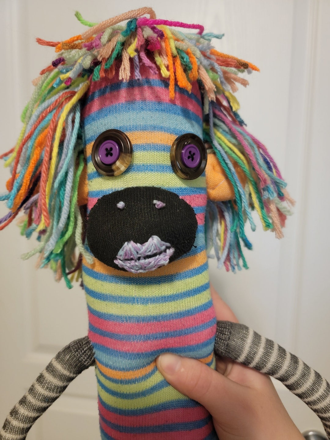 Neon Pastel Striped Monkey With Hair - Etsy