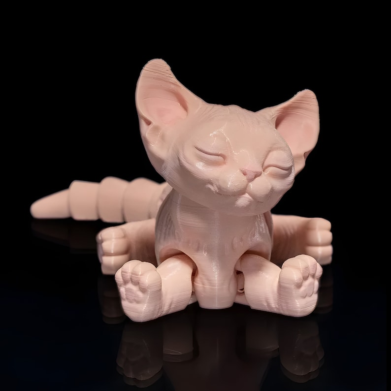 Sphynx Cat Digital .STL File for 3D Printing, Articulated Fidget Figure, Articulating Flexi ...