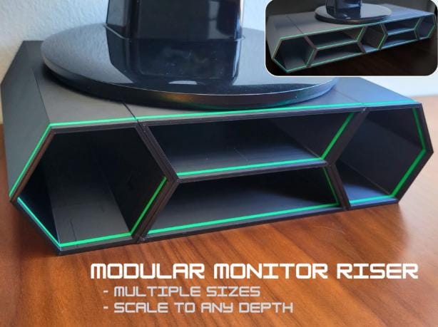 Modular Monitor Riser STL File – 3D Printable Hexagon Desk Organizer ...