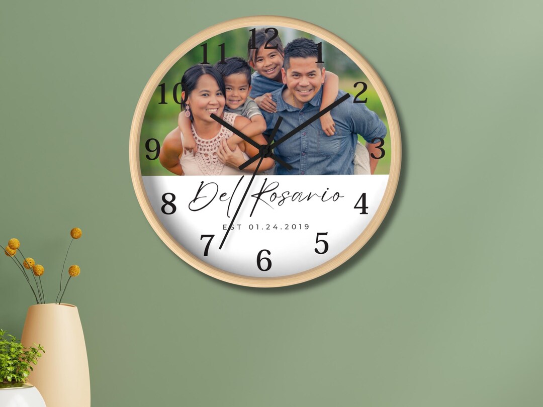 Personalized Clock Family Photo Keepsake Gift Family Name Established ...