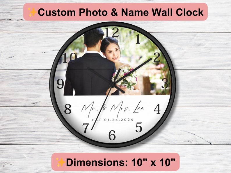 Personalized Clock Wedding Gift for Couple Photo Home Decoration Family ...