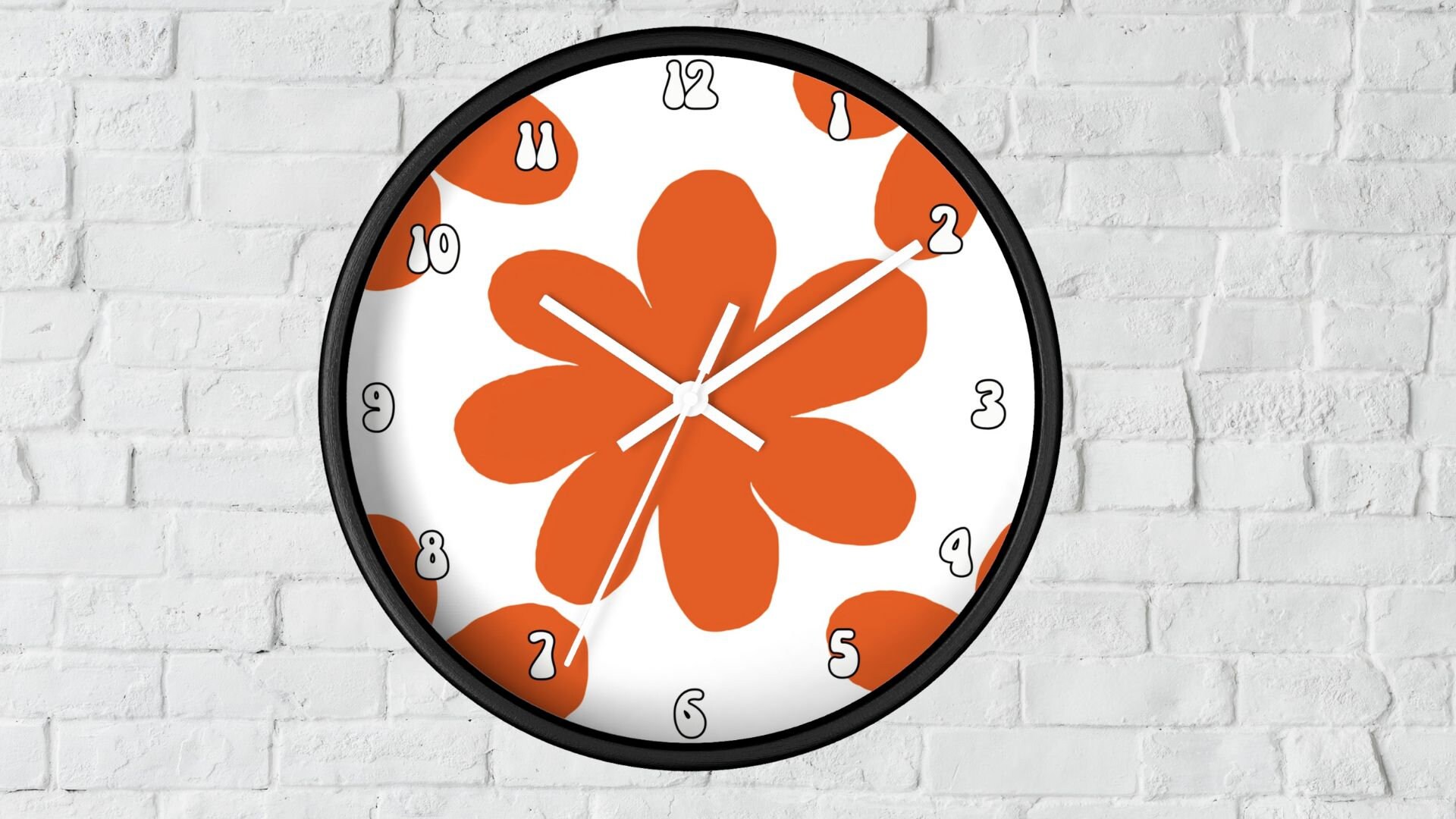 Retro Decorative Wall Clock, Orange and White Wall Clock, Wooden Home ...