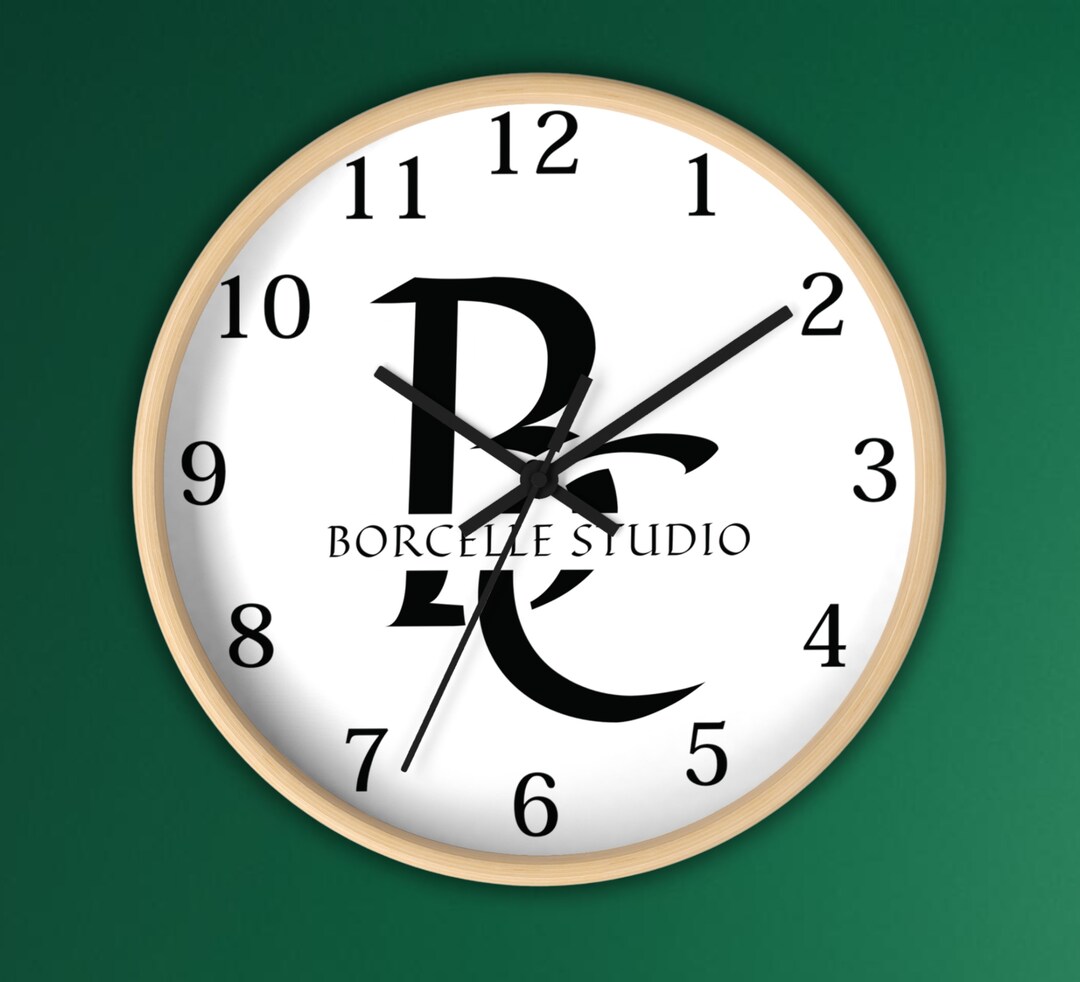 Custom Business Logo Wall Clock: Wood Frame Office Decor - Etsy