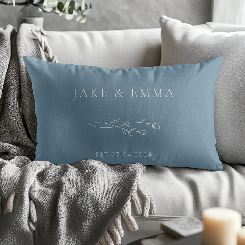 Custom Engaged Couple Gift | Mr and Mrs Name Pillow With Established ...