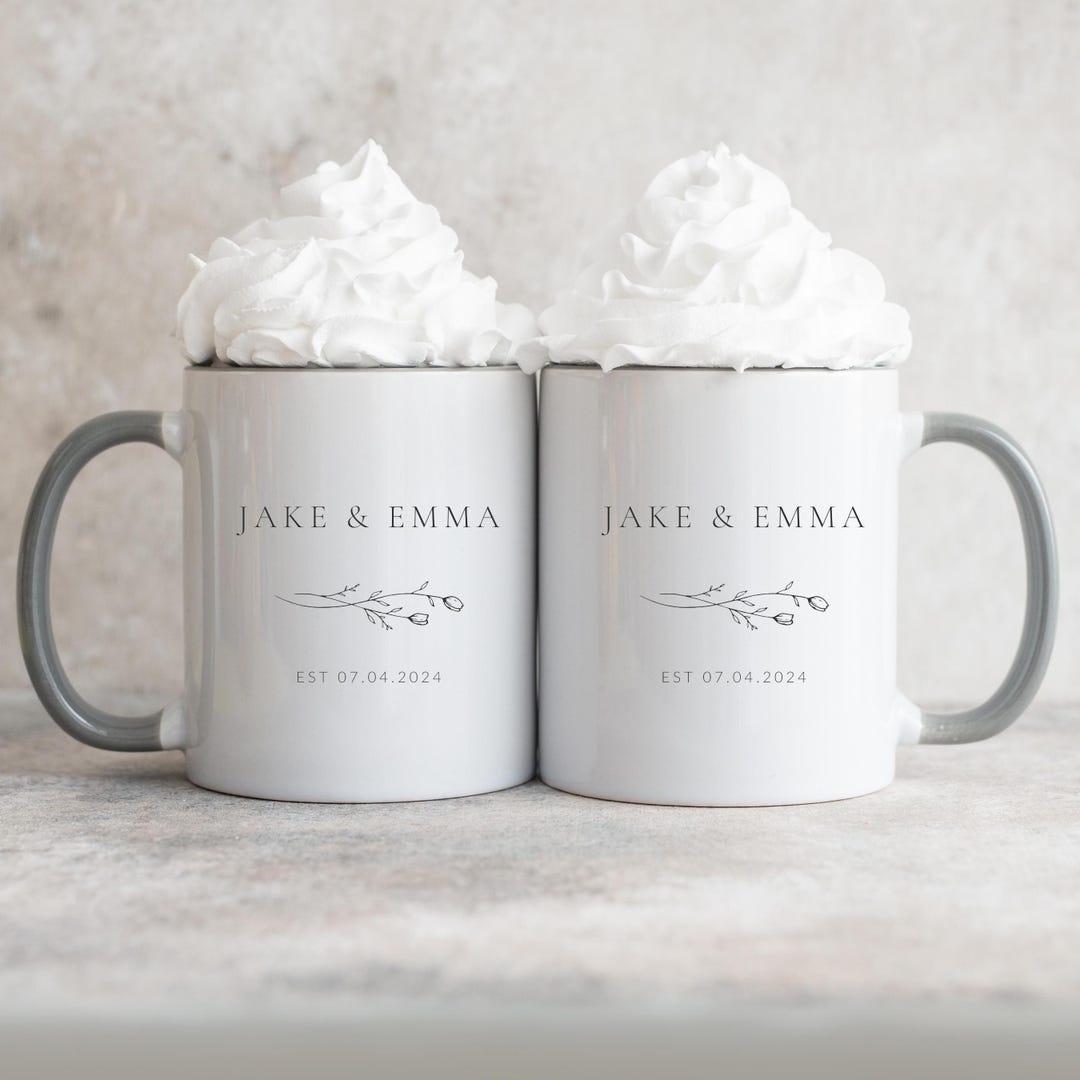 Custom Engagement Mug or Personalized Couple Mug Gift Set | Mr and Mrs ...