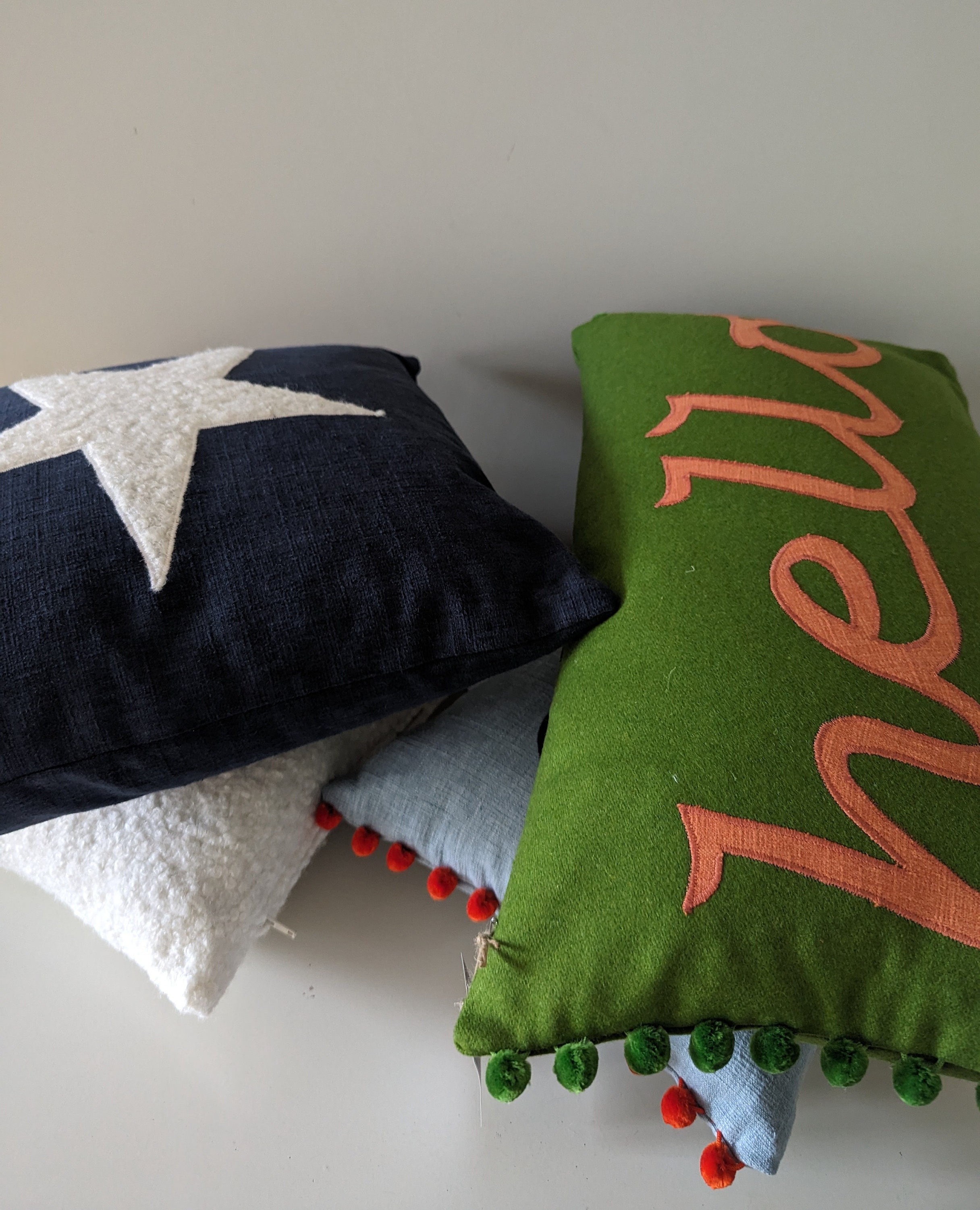 Navy Cushion With White Boucle Applique Star - Etsy