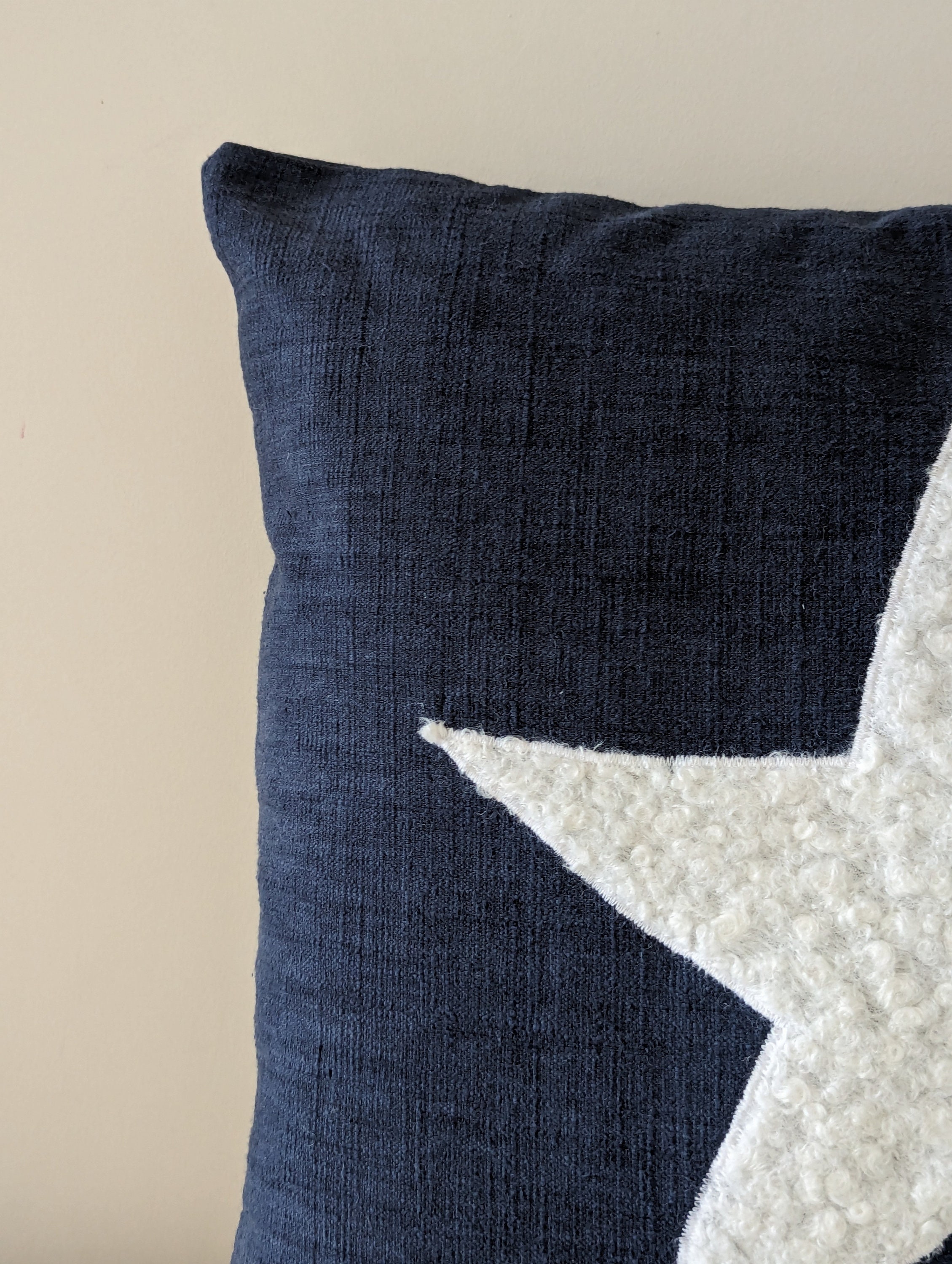 Navy Cushion With White Boucle Applique Star - Etsy