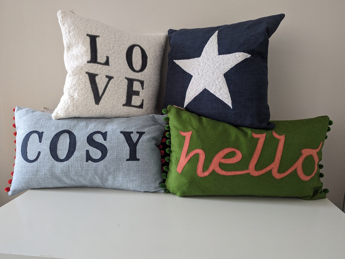 Navy Cushion With White Boucle Applique Star - Etsy