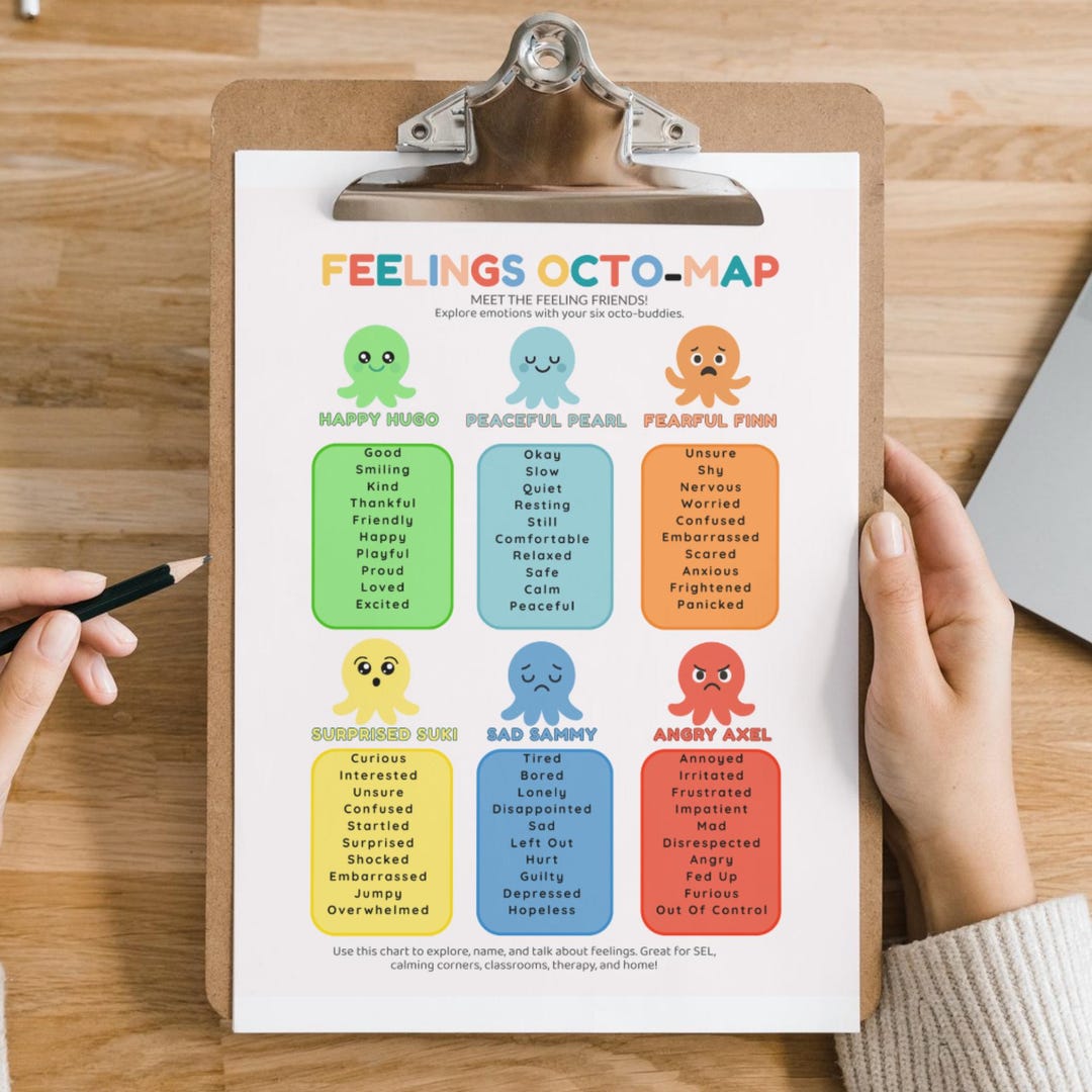 Feelings Octopus Map for Kids – Printable SEL Emotions & Regulation ...