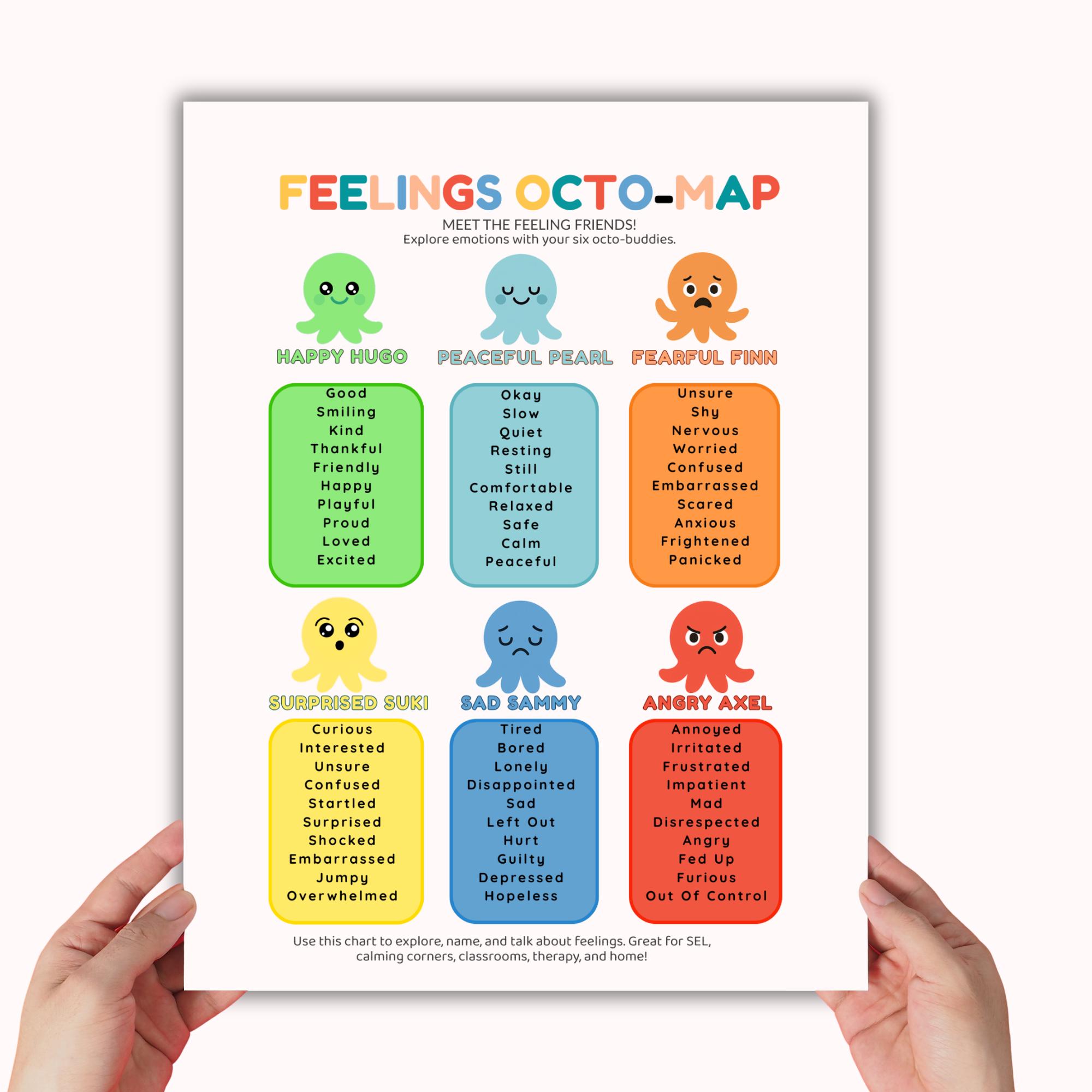 Feelings Octopus Map for Kids – Printable SEL Emotions & Regulation ...