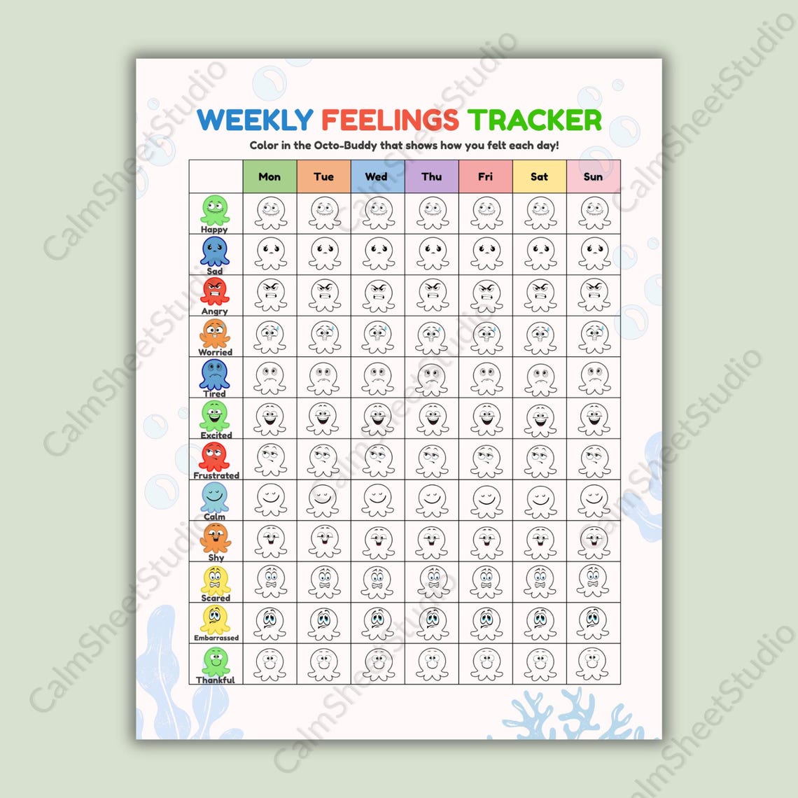 Feelings Poster Bundle for Kids – Printable SEL Tracker & Reflection ...