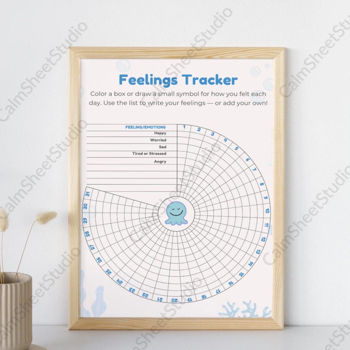 Printable Feelings Tracker for Kids – Octopus Emotions Chart, Monthly ...