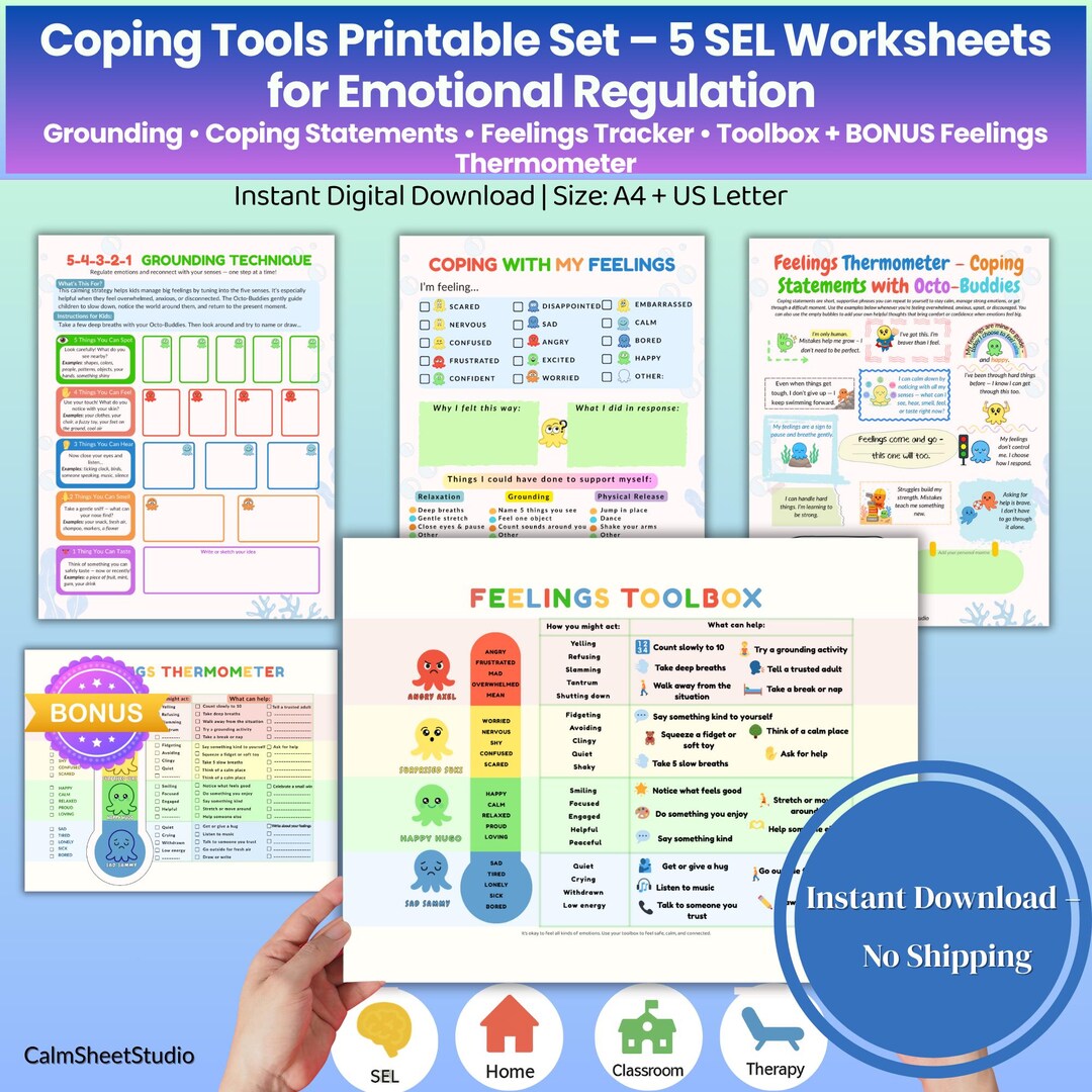 Kids Coping Skills Worksheets – SEL Emotional Regulation Tools ...