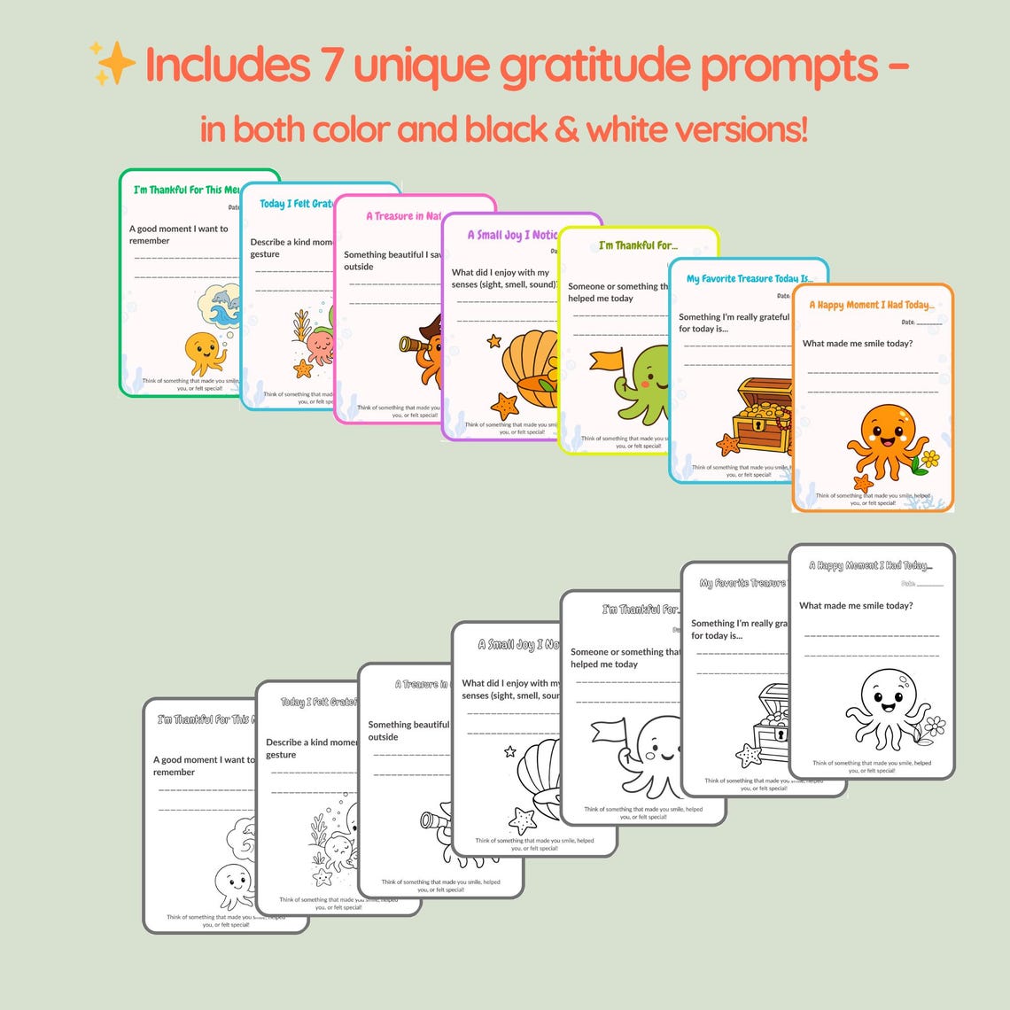 Gratitude Map & 7-day Journal Cards for Kids – Printable SEL Reflection ...