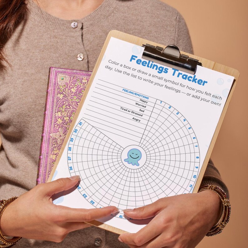 Printable Feelings Tracker for Kids – Octopus Emotions Chart, Monthly ...